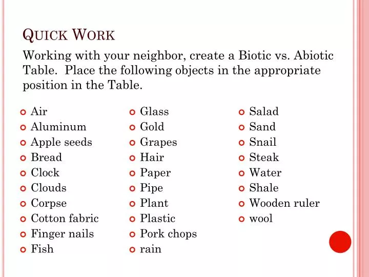 PPT - Quick Work PowerPoint Presentation, free download - ID:1875355