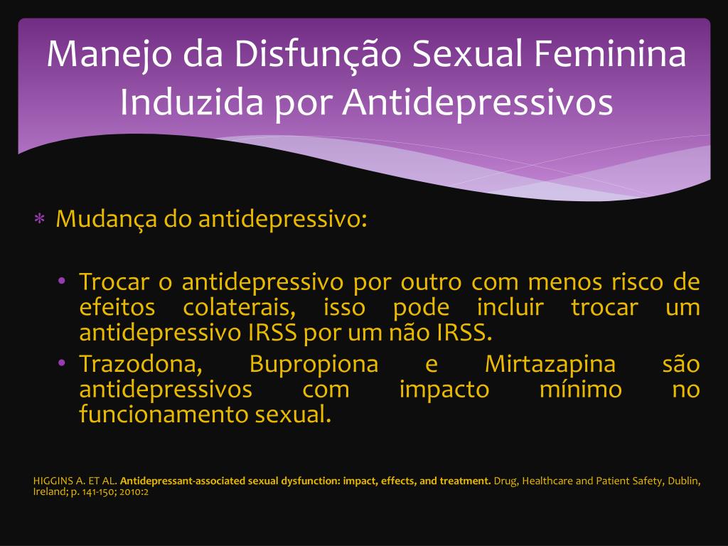 Ppt DisfunÇÃo Sexual Feminina Associada Ao Uso De Antidepressivos