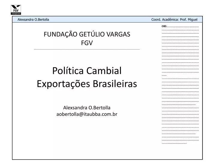 PPT - FUNDAÇÃO GETÚLIO VARGAS FGV PowerPoint Presentation, free ...