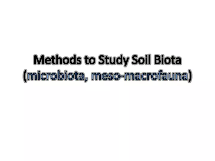 PPT - Methods to Study Soil Biota ( microbiota, meso-macrofauna ...