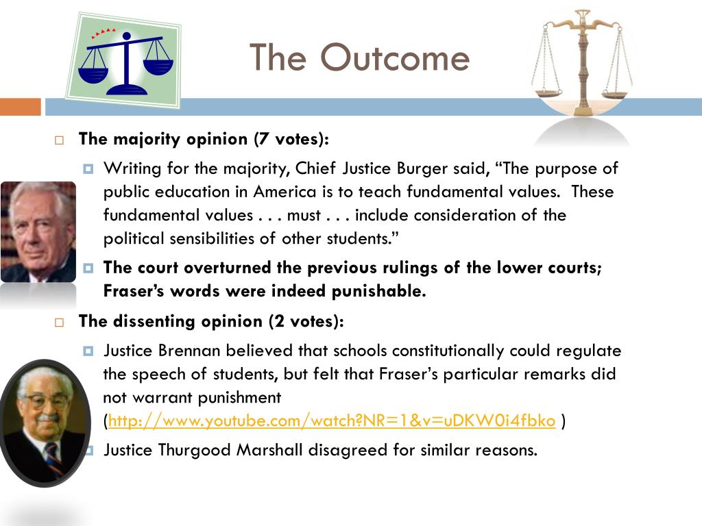 PPT - Bethel School District No. 403 v. Fraser: Free Speech and the ...