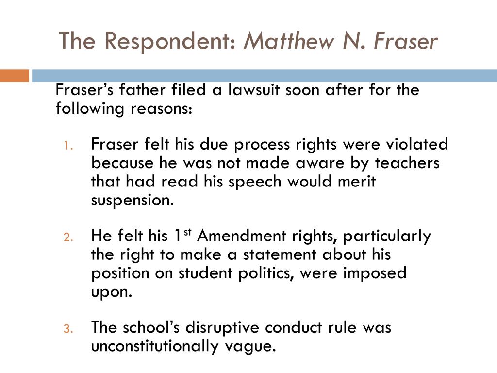PPT - Bethel School District No. 403 v. Fraser: Free Speech and the ...