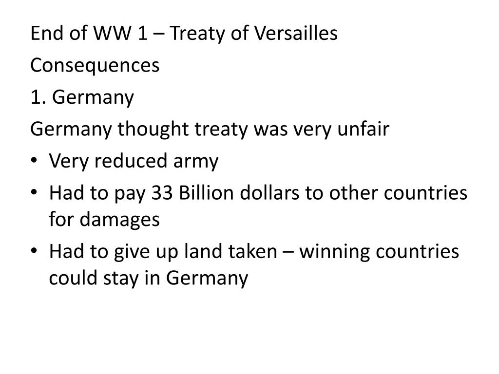 PPT - Events leading to World War II Treaty of Versailles PowerPoint ...