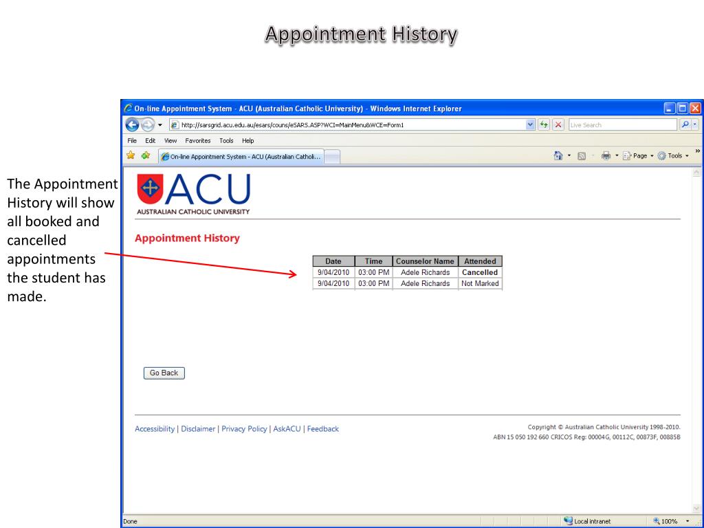PPT - COUNS Staff Training Guide SARS Student Booking View Counselling ...