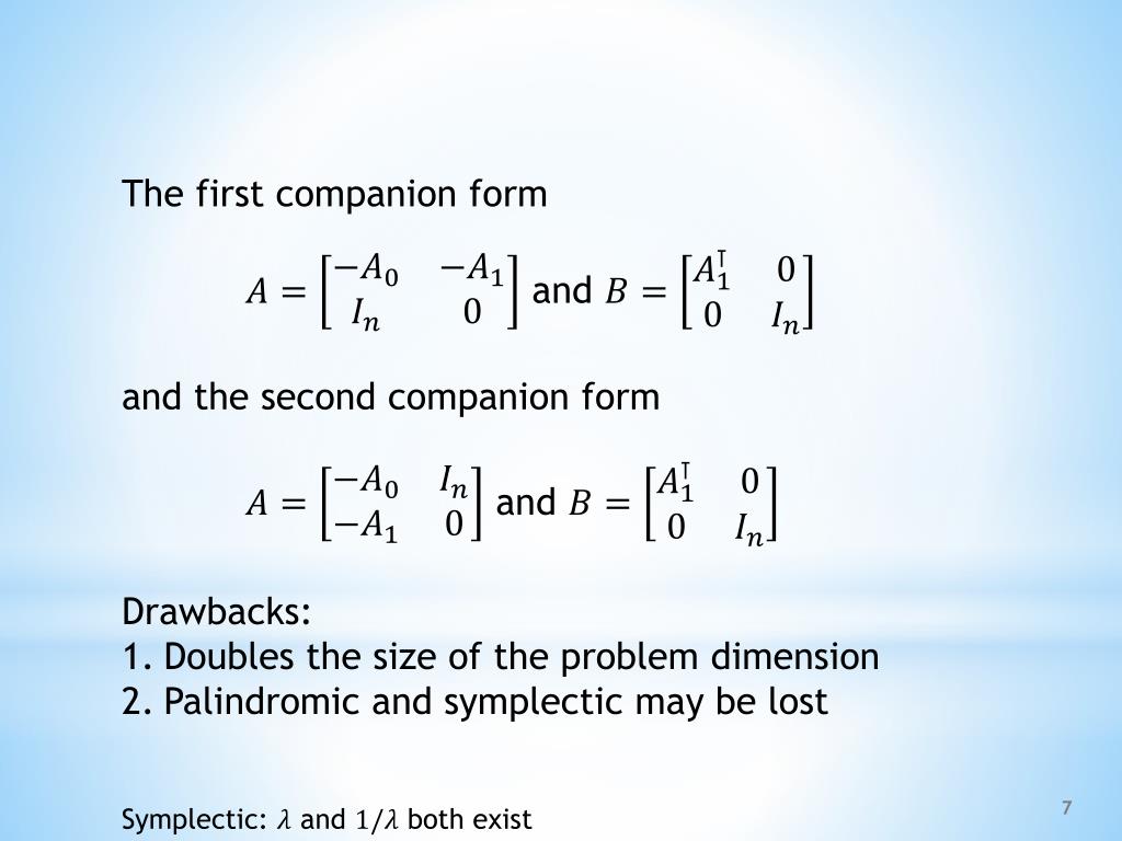 Ppt Palindromic Quadratization And Structure Preserving Algorithm For