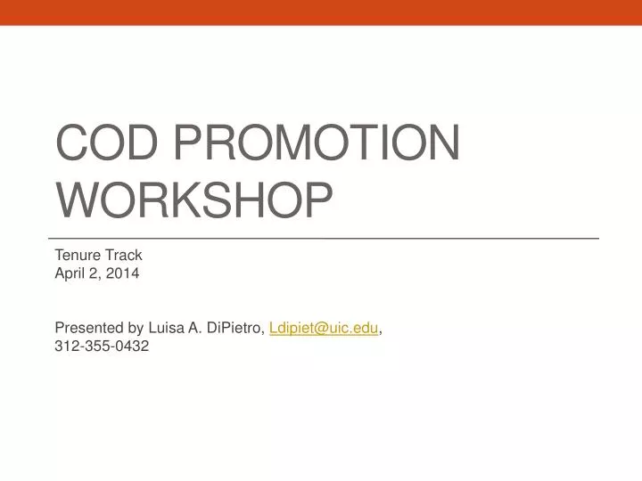 PPT - COD Promotion Workshop PowerPoint Presentation, free download ...
