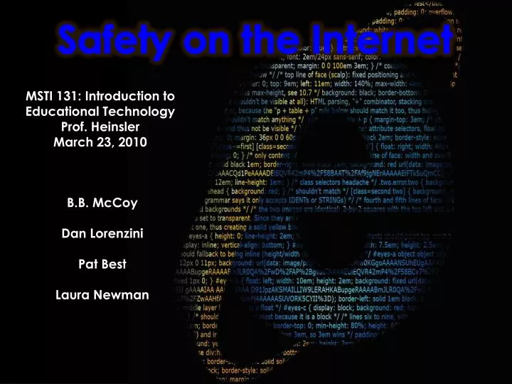 PPT - Safety on the Internet PowerPoint Presentation, free download ...