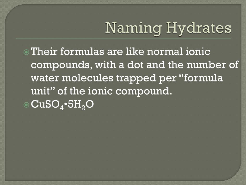 PPT - Chemistry Inorganic Nomenclature Molecular, Acids, Hydrates ...
