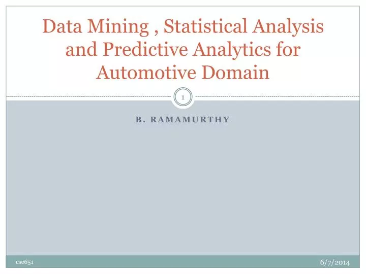 Ppt Data Mining Statistical Analysis And Predictive Analytics For