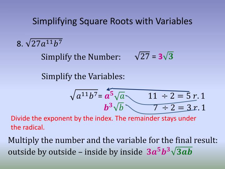 PPT - Simplifying Radicals PowerPoint Presentation - ID:1894080