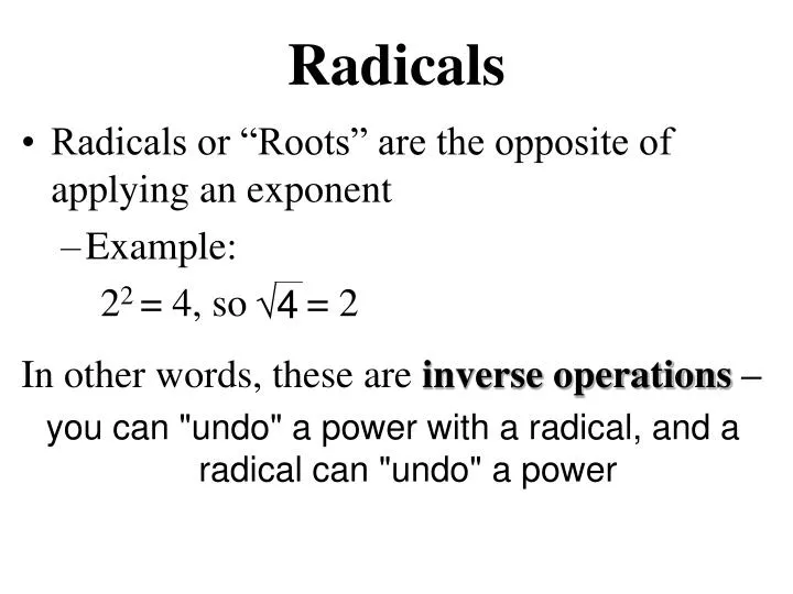 PPT - Radicals PowerPoint Presentation, free download - ID:1894093