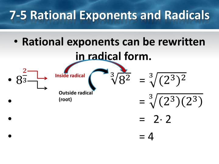 Ppt 7 5 Rational Exponents And Radicals Powerpoint Presentation Id