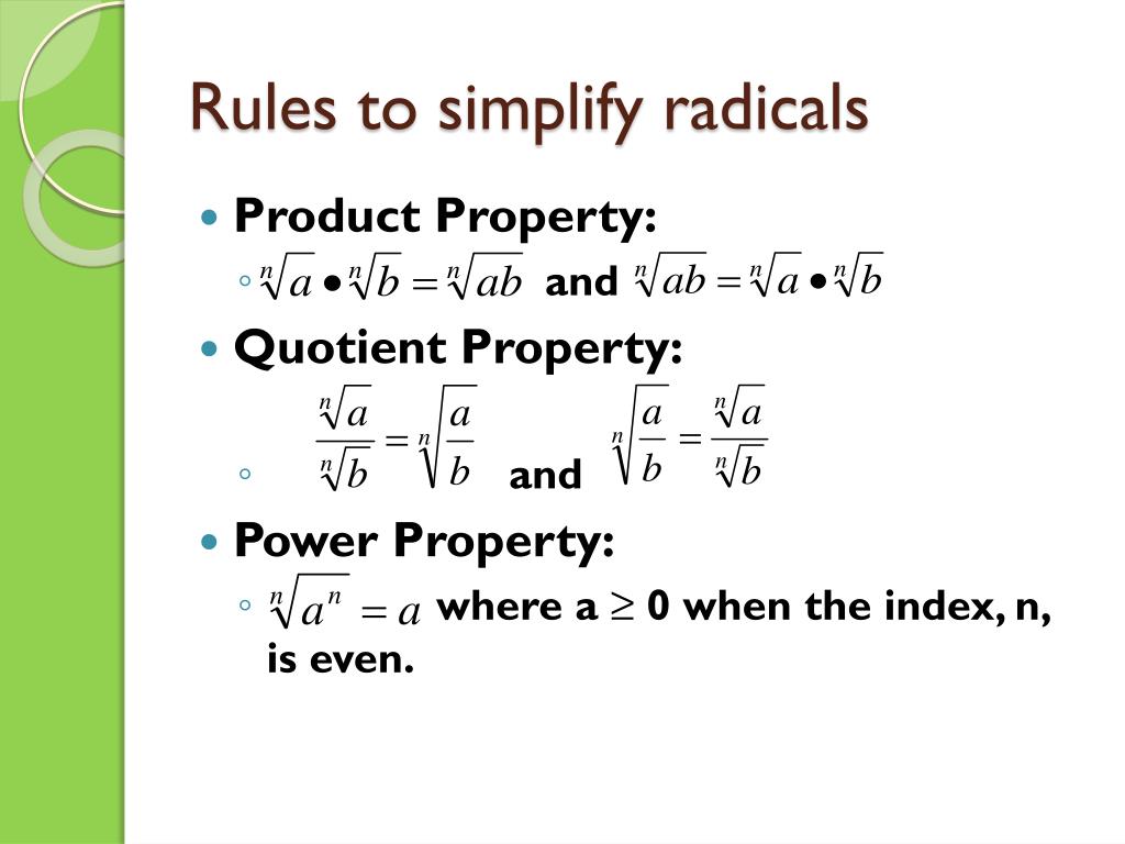 Rules Of Radicals Chart Rules Of Radicals Chart