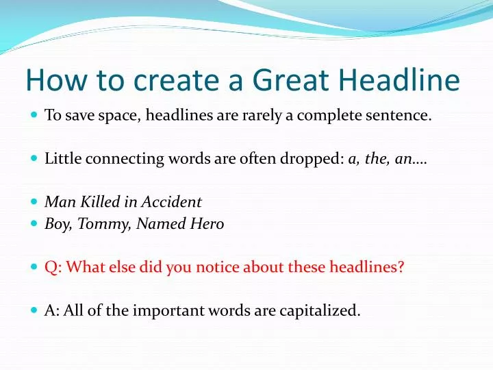PPT - How to create a Great Headline PowerPoint Presentation, free ...