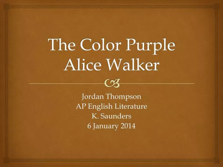 PPT - The Color Purple Alice Walker PowerPoint Presentation, free ...