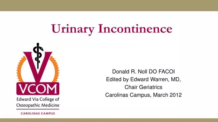 Ppt Urinary Incontinence Powerpoint Presentation Free Download Id