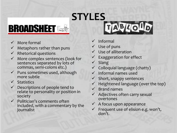 PPT - NEWSPAPERS TABLOID VS BROADSHEET PowerPoint Presentation - ID:1898274