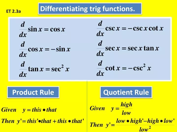 PPT - Differentiating trig functions. PowerPoint Presentation, free ... PPT - Differentiating trig functions. PowerPoint Presentation, free ...