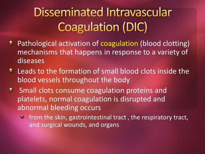 Disseminated Intravascular Coagulation Causes Symptoms