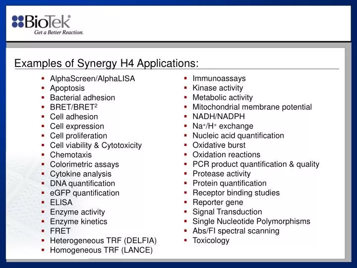 PPT - Examples of Synergy H4 Applications: PowerPoint Presentation ...