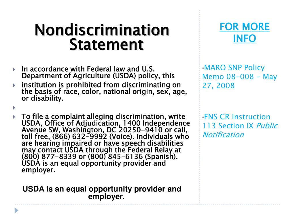 PPT - USDA Civil Rights Compliance in the Food Distribution Programs ...