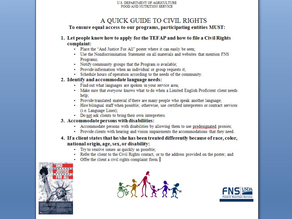 PPT - USDA Civil Rights Compliance in the Food Distribution Programs ...