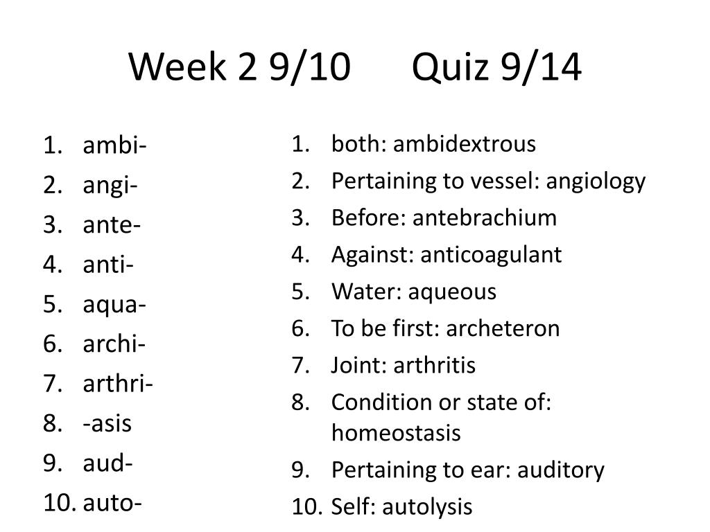PPT - Anatomy/Physiology Vocabulary: Prefixes & Suffixes PowerPoint ...
