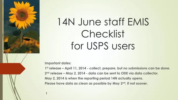 PPT - 14N June staff EMIS Checklist for USPS users PowerPoint ...