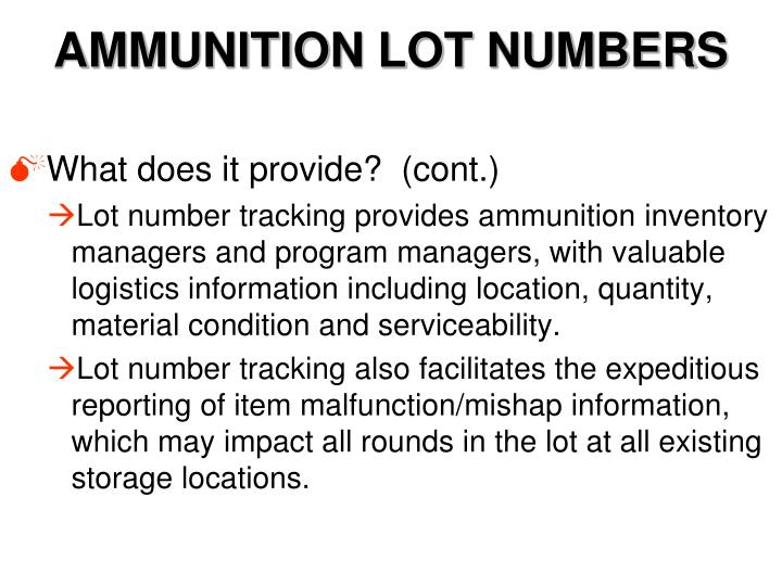 PPT - AMMUNITION LOT NUMBERS PowerPoint Presentation - ID:1901472