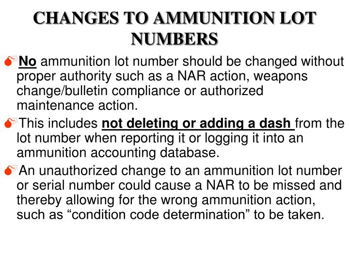 PPT - AMMUNITION LOT NUMBERS PowerPoint Presentation - ID:1901472