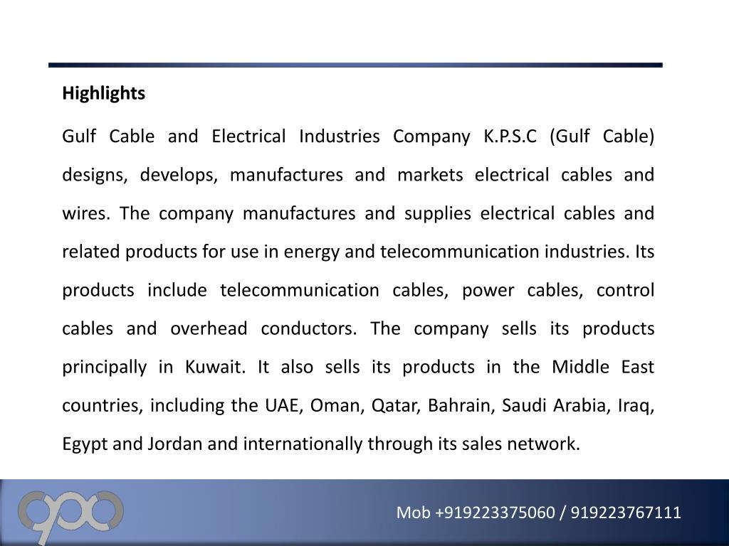 PPT - Gulf Cable and Electrical Industries Company K.P.S.C (CABLE ...