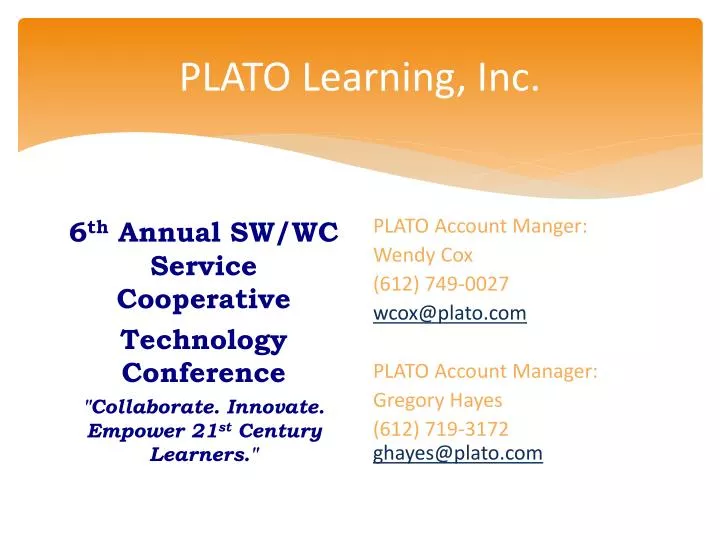 PPT - PLATO Learning, Inc. PowerPoint Presentation, free download - ID ...