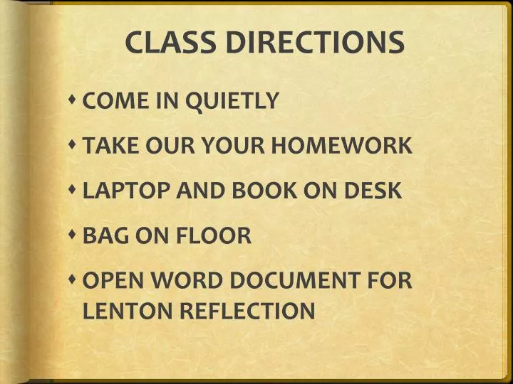 PPT - CLASS DIRECTIONS PowerPoint Presentation, free download - ID:1906568