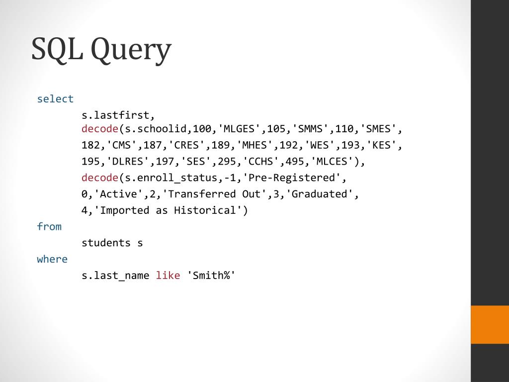Ppt An Intro To Writing Sql Queries And Using The Sqlreports Customization For Powerschool