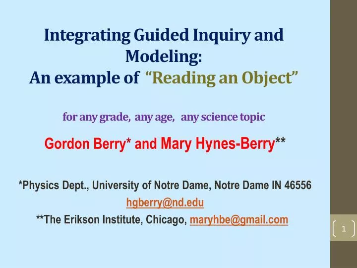 PPT - Gordon Berry * and Mary Hynes-Berry ** PowerPoint Presentation ...