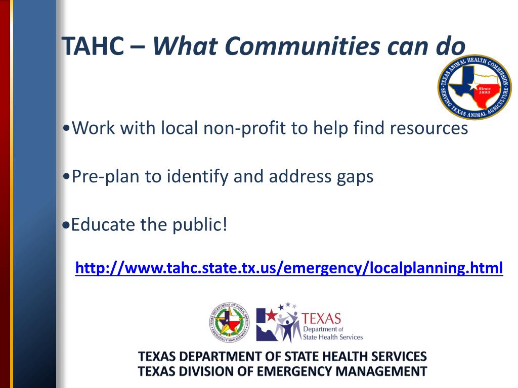 PPT - Texas Animal Health Commission (TAHC) “Because livestock and ...