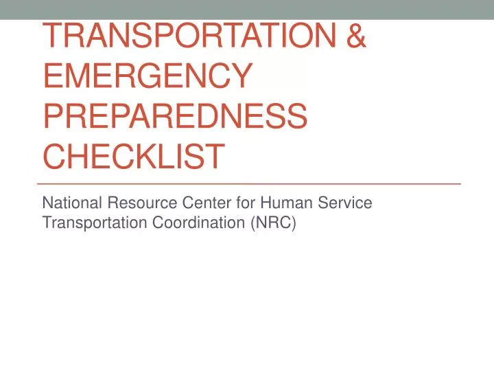 PPT - Transportation & Emergency Preparedness Checklist PowerPoint ...