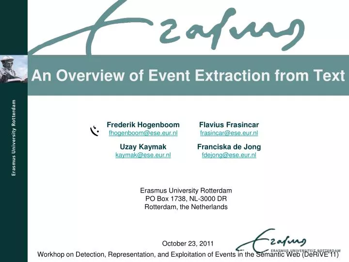 Ppt An Overview Of Event Extraction From Text Powerpoint Presentation