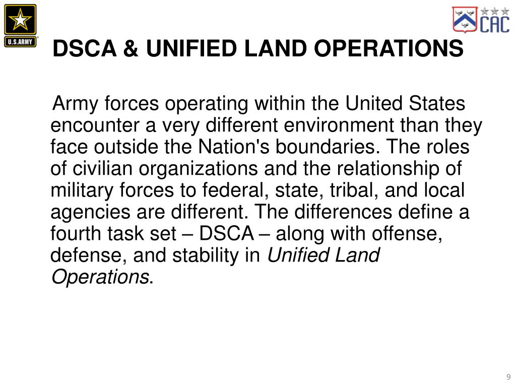 PPT - DEFENSE SUPPORT OF CIVIL AUTHORITIES (DSCA) PowerPoint ...