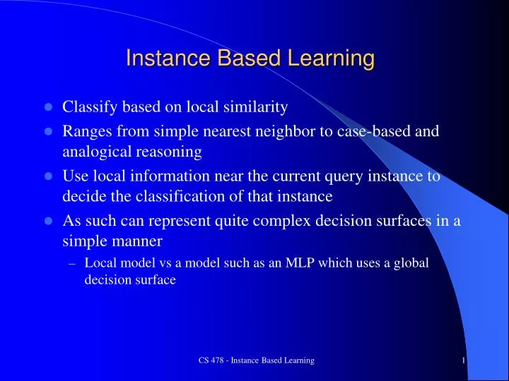 PPT - Instance Based Learning PowerPoint Presentation, free download ...