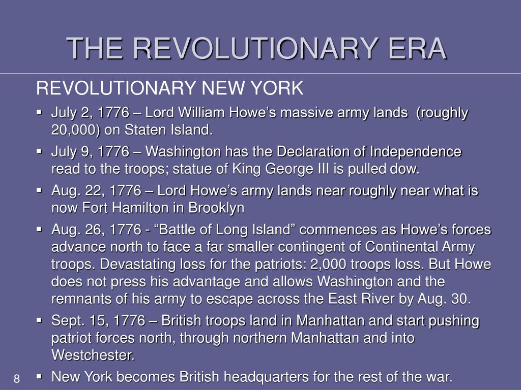 PPT - HIST 3480: The History of NYC THE REVOLUTIONARY ERA PowerPoint ...