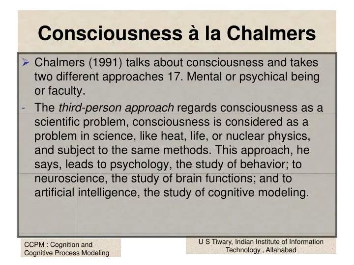 PPT - Consciousness à la Chalmers PowerPoint Presentation, free ...