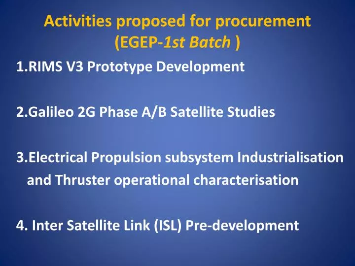 PPT - Activities proposed for procurement (EGEP- 1st Batch ) PowerPoint ...