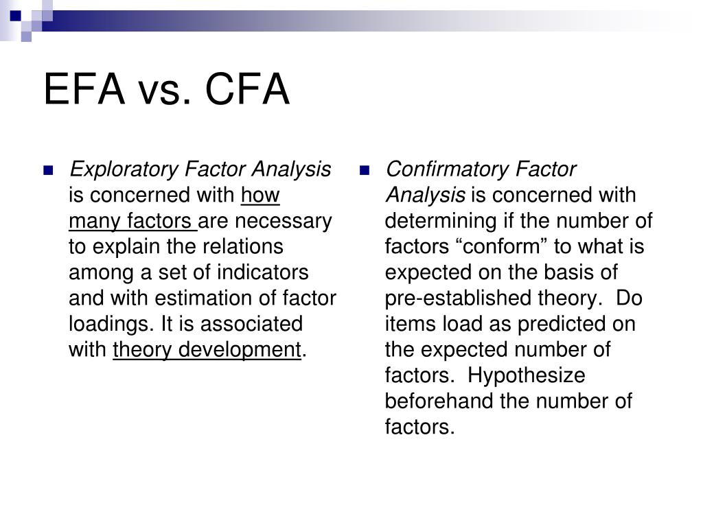 PPT - EXPLORATORY FACTOR ANALYSIS (EFA) PowerPoint Presentation, free ... PPT - EXPLORATORY FACTOR ANALYSIS (EFA) PowerPoint Presentation, free ...