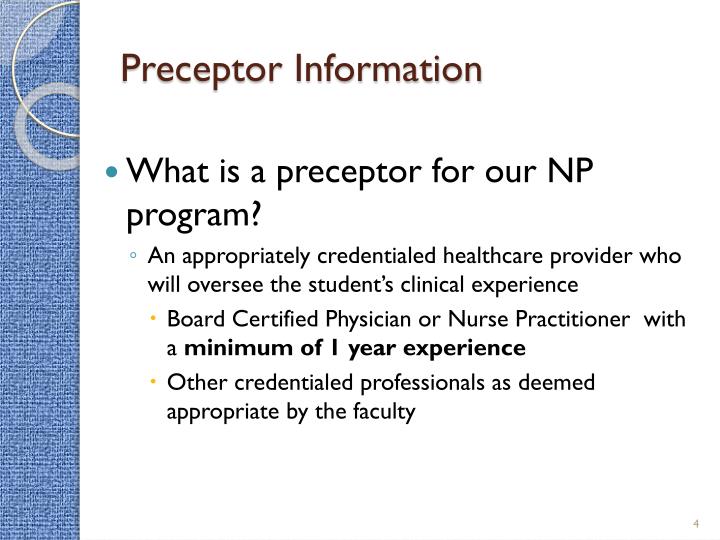 PPT - Preceptor Orientation For the Nurse Practitioner Program ...