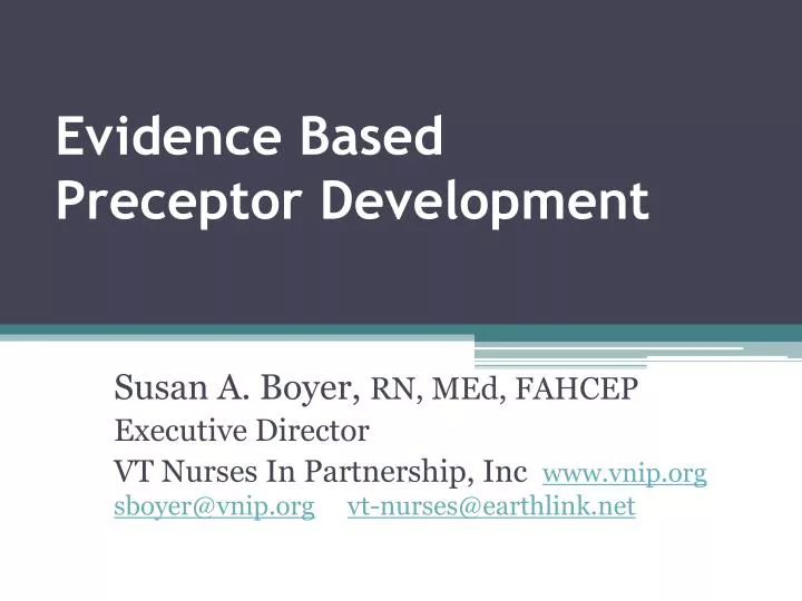 PPT - Evidence Based Preceptor Development PowerPoint Presentation ...