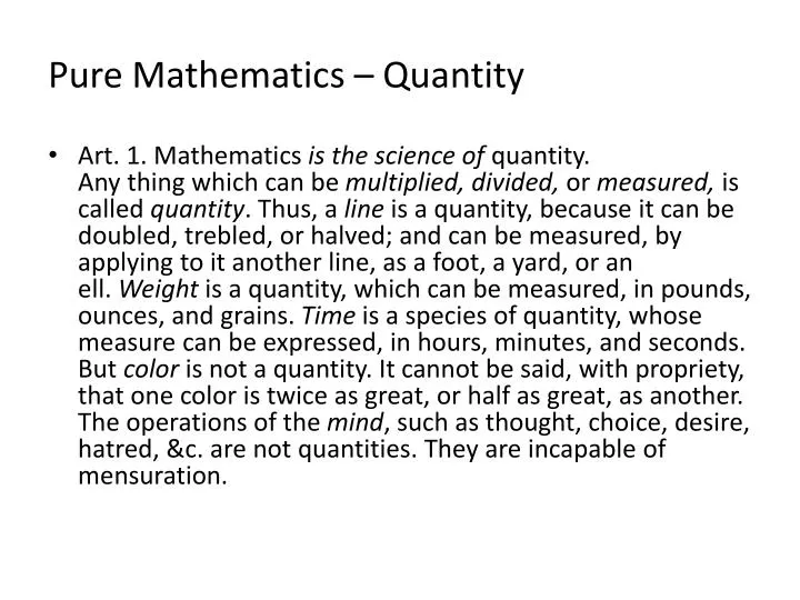 PPT - Pure Mathematics – Quantity PowerPoint Presentation, free ...