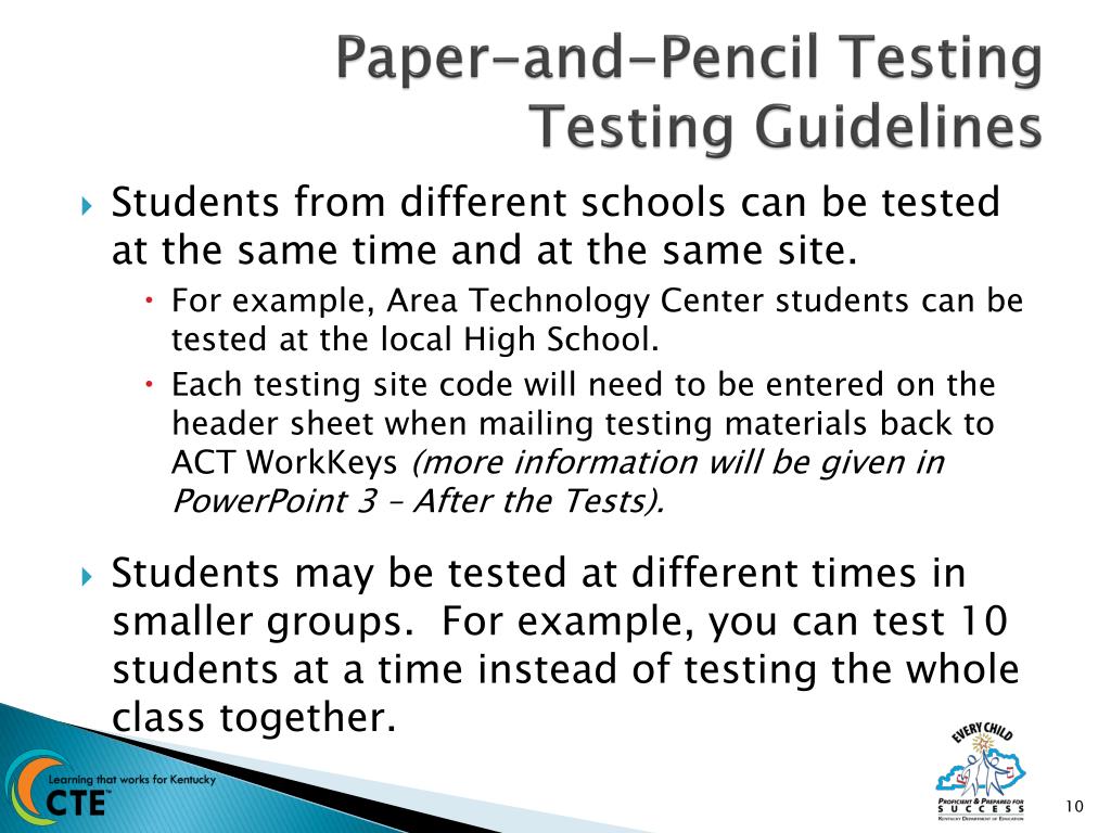 PPT - ACT WorkKeys Paper-and-Pencil Testing 2013-2014 PowerPoint ...