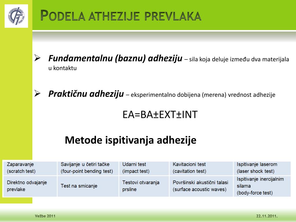 PPT - Vežba 5 – Adhezija prevlaka PowerPoint Presentation, free ...
