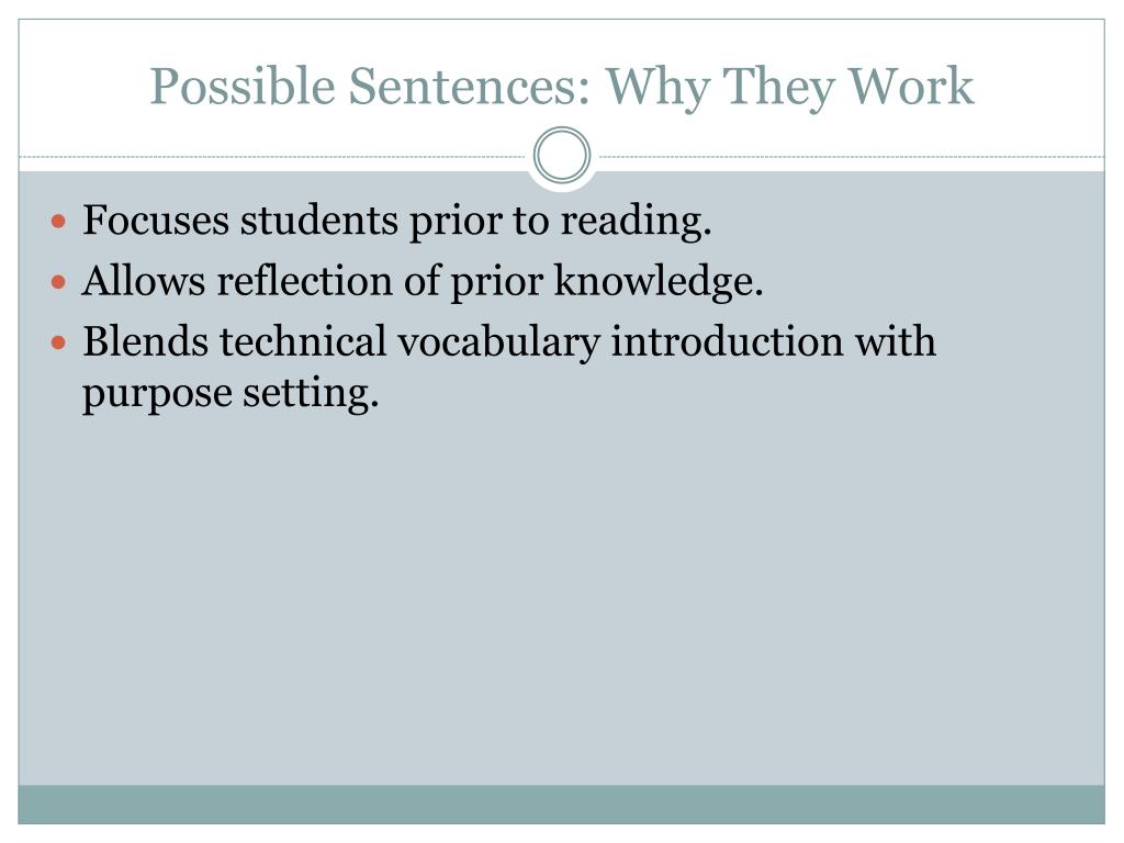 PPT - READING STRATEGY: Possible Sentences PowerPoint Presentation ... PPT - READING STRATEGY: Possible Sentences PowerPoint Presentation ...